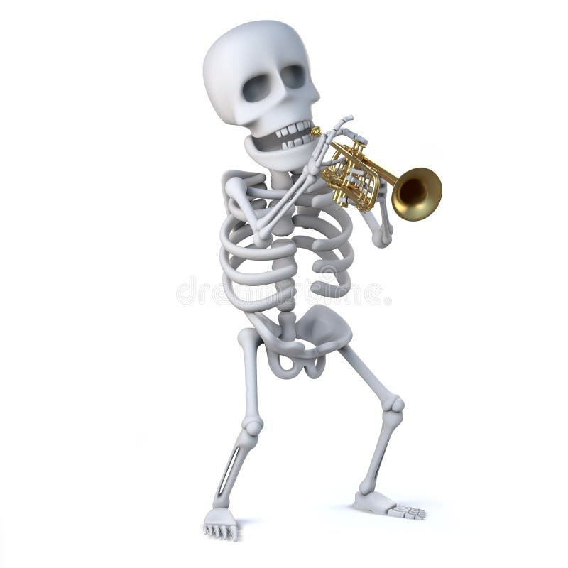 3d Skeleton Plays a Mean Jazz Trumpet Stock Illustration - Illustration ...