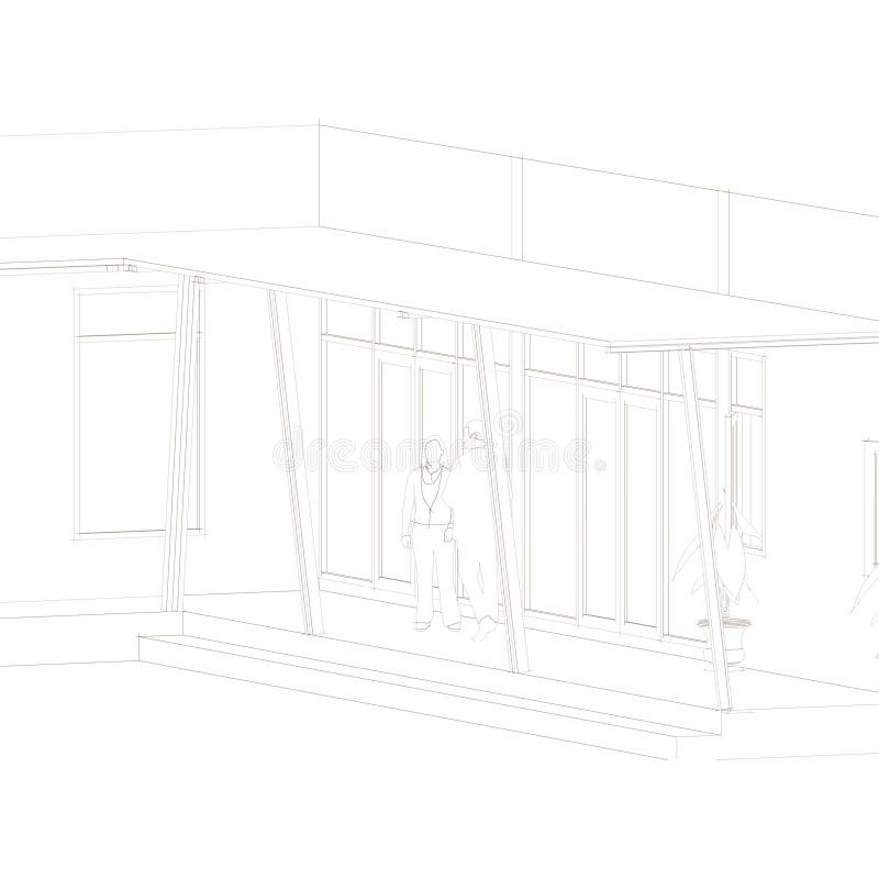 3d Sketch of House. Architectural 3d Vector Illustration. Stock Vector ...