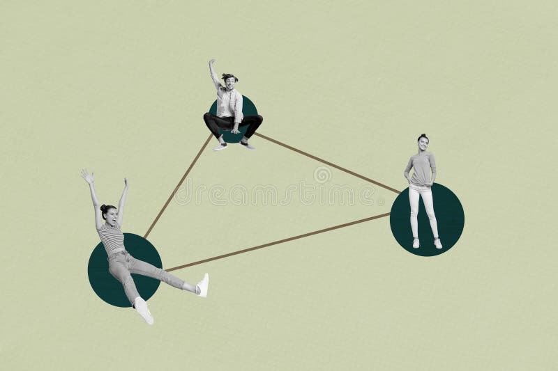 3d Sketch Poster Trend Collage Image of Three Happy Business Partners ...