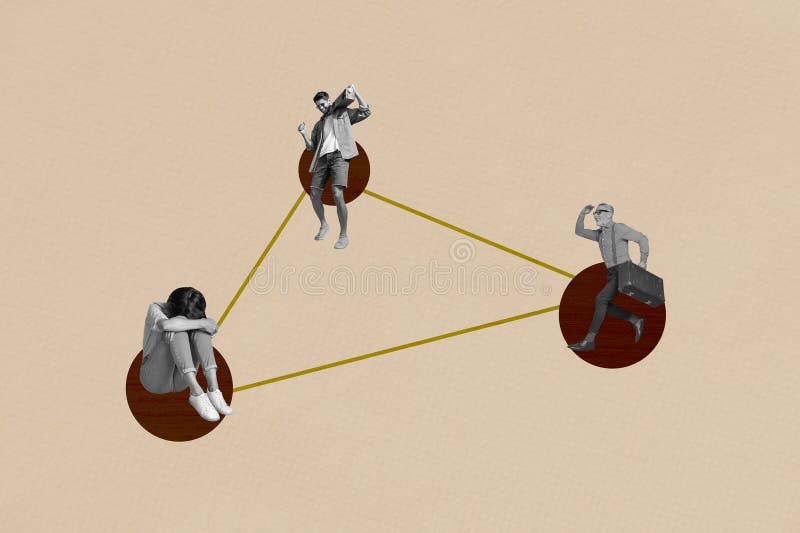 3d Sketch Poster Trend Collage Image of Three Happy Business Partners ...