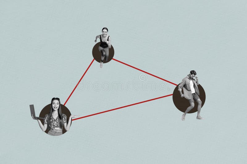 3d Sketch Poster Trend Collage Image of Three Happy Business Partners ...