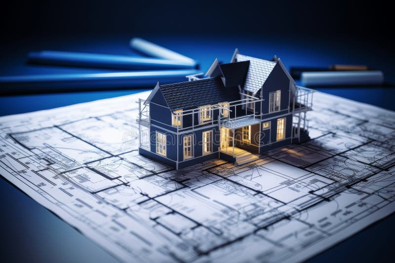 3d Small House Model on Architecture Floor Plan for Real Estate and ...