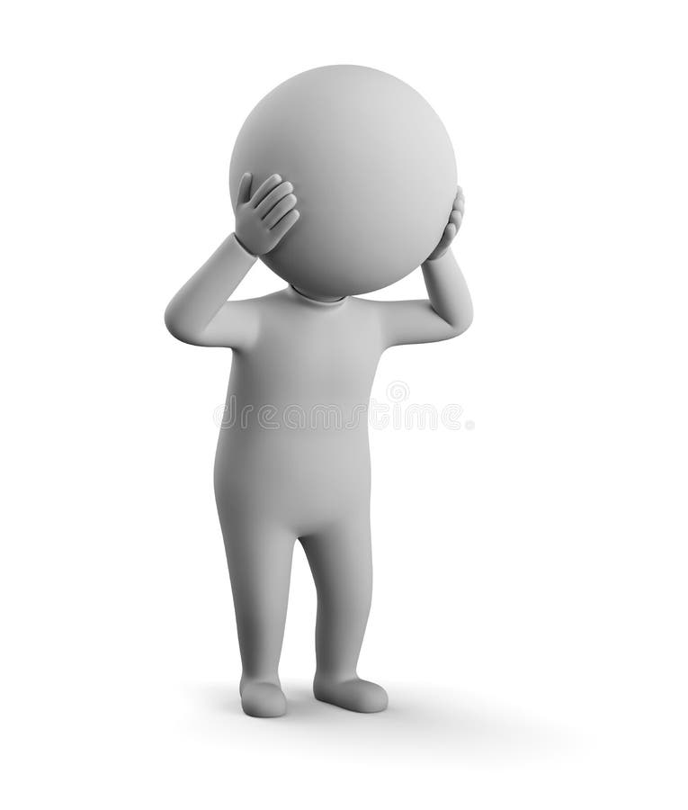 3D small man - stress pose stock illustration. Illustration of ...