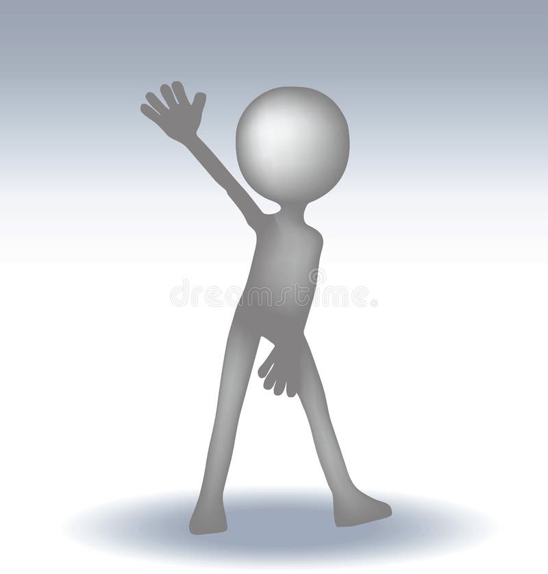 3d small man waving hand stock illustration. Illustration of ...