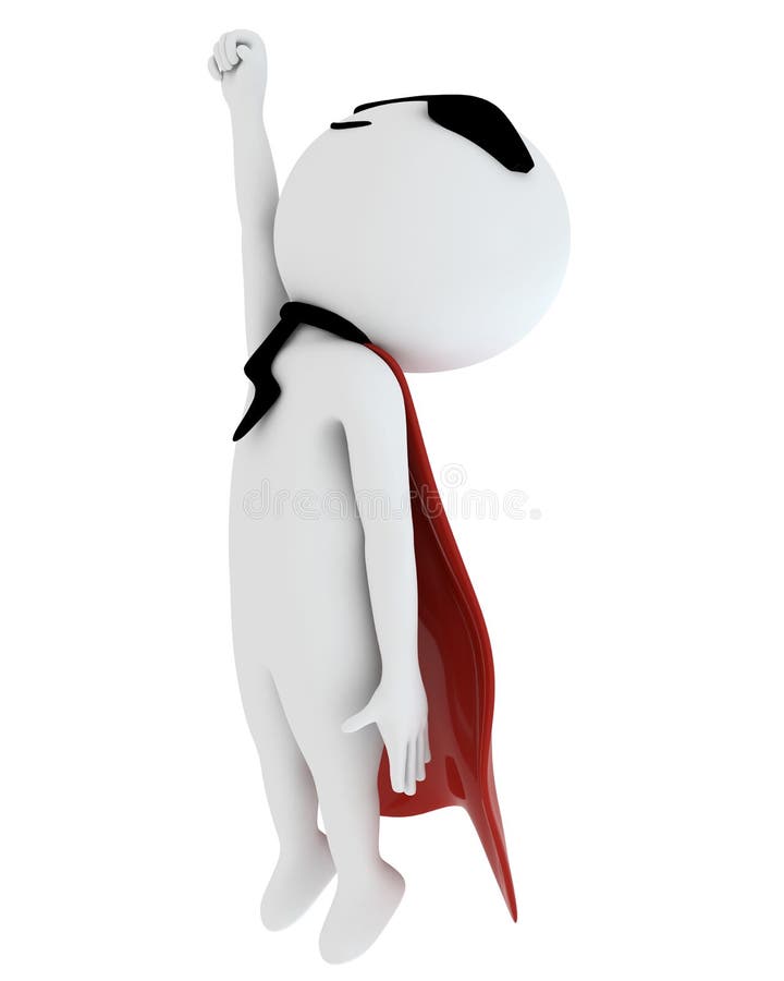 3d Small People As Super Hero Stock Illustration - Illustration of ...