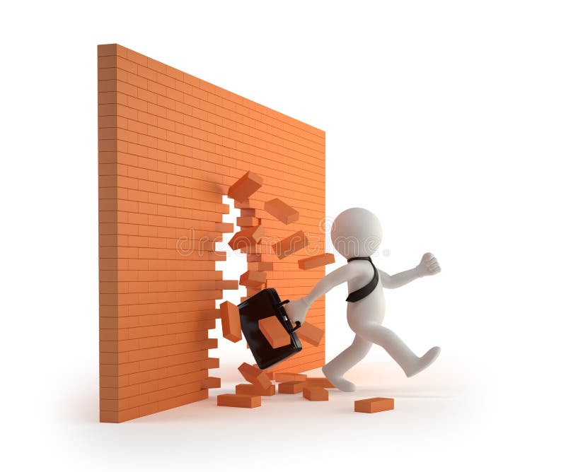 Person Break Brick Wall Stock Illustrations – 141 Person Break Brick ...