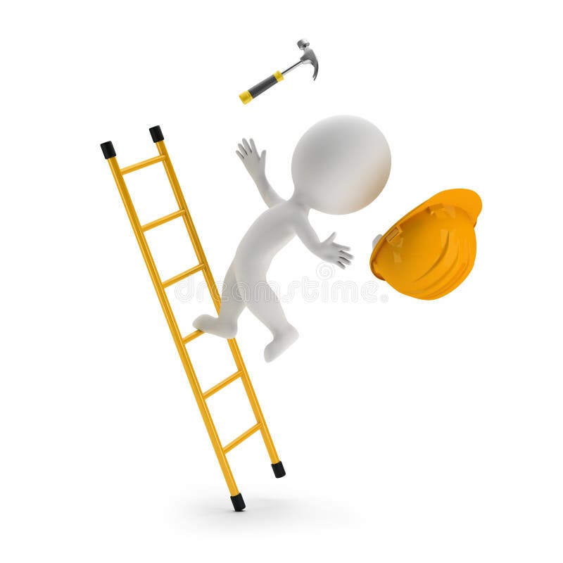 3d Small People - Falling Down the Ladder Stock Illustration ...