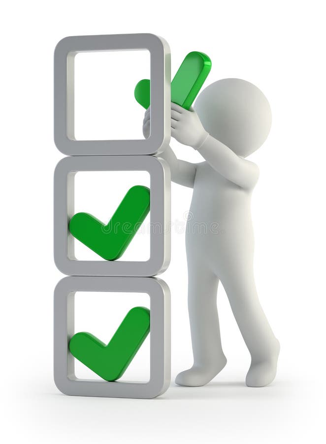 3d Small People - Installation of Check Marks Stock Illustration ...