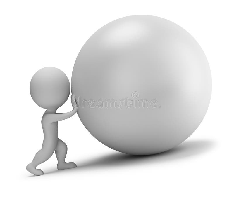 3d Small People - Pushes the Ball Stock Illustration - Illustration of ...