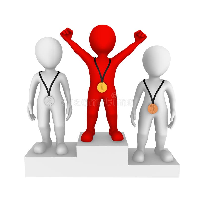 3d Small People. Red Winner Stock Illustration - Illustration of ...