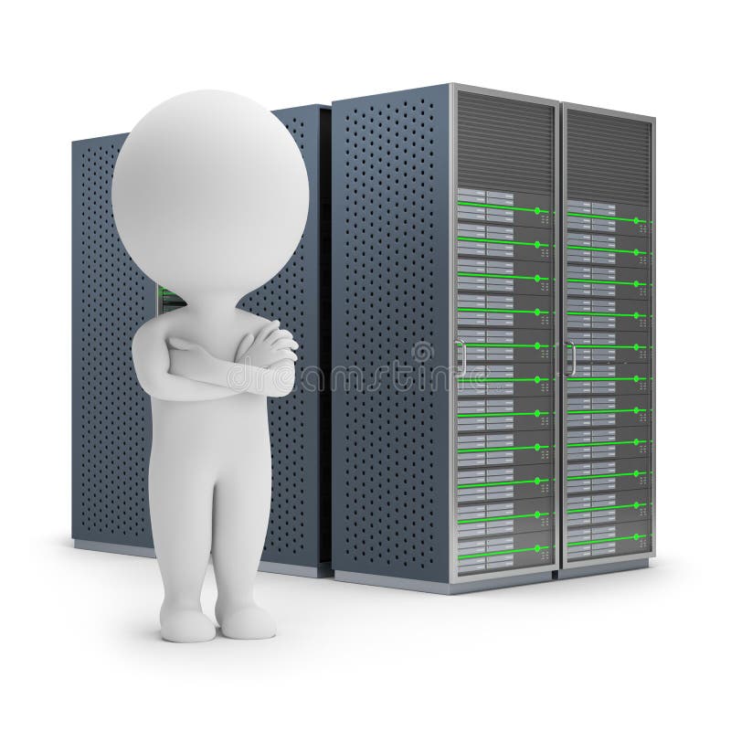3D White People. Administrator with a Server Stock Illustration ...
