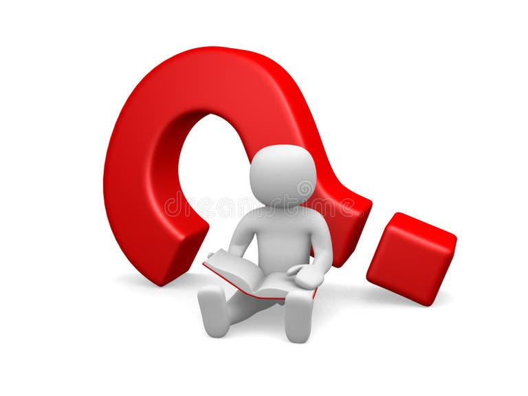 3d Small People - Sitting Next To a Question Mark. Stock Illustration ...