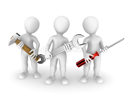 3d Small People with Tools. Stock Illustration - Illustration of worker ...