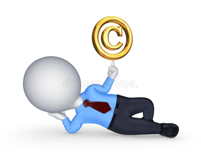 3d Small Person and Copyright Symbol. Stock Illustration - Illustration ...