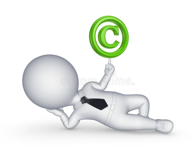 3d Small Person and Copyright Symbol. Stock Illustration - Illustration ...