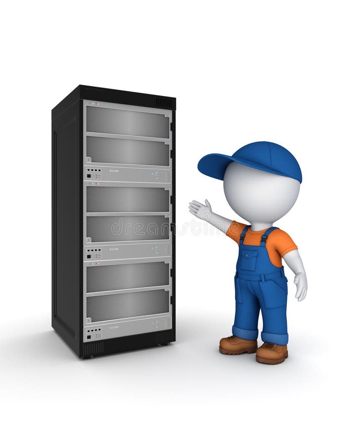 3d person and server. stock illustration. Illustration of host - 32229128