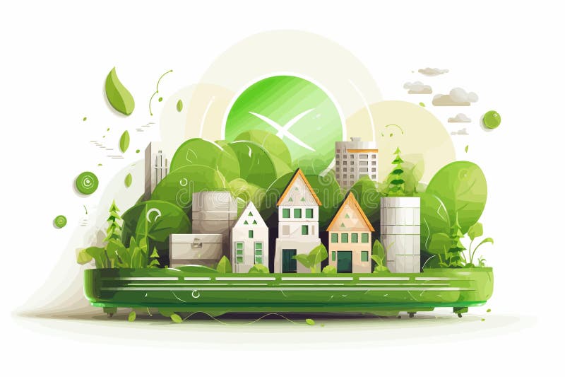 3D Smart Home in a Sustainable Community Isolated Vector Style ...