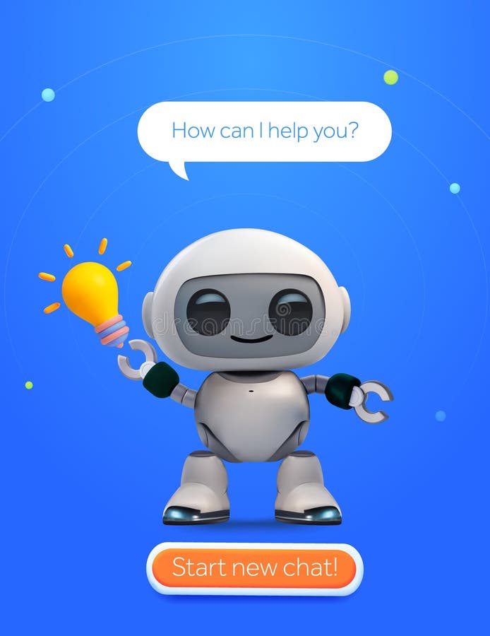 3d Smart and Modern Cute Robot or AI Help Desk Banner Template ...