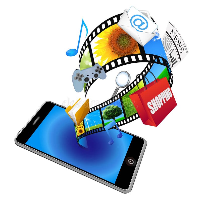 3d Smart Phone with Many Application Icons Stock Illustration ...
