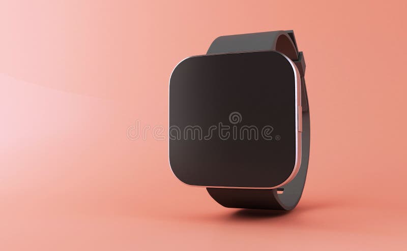 3D Illustration. Smart Watch with Blank White Screen Stock Illustration ...