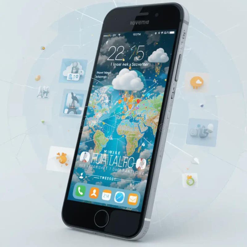 "3D Smartphone with AR Projections of Weather and Maps" Stock ...