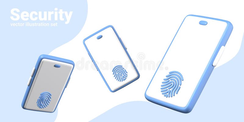 3D Smartphone with Blank Screen and Fingerprint. Concept of Unlocking ...