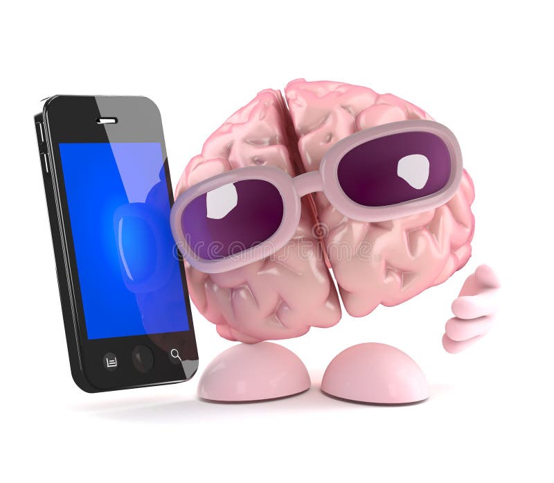3d Smartphone brain stock vector. Illustration of health - 41114953