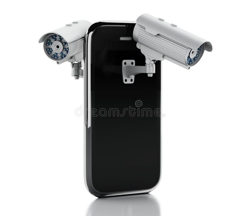 3d Smartphone with CCTV Camera. Mobile Security Concept. Stock ...