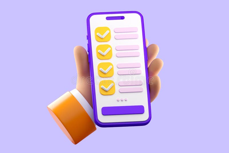 3d Smartphone with Checklist on the Screen. Stock Illustration ...