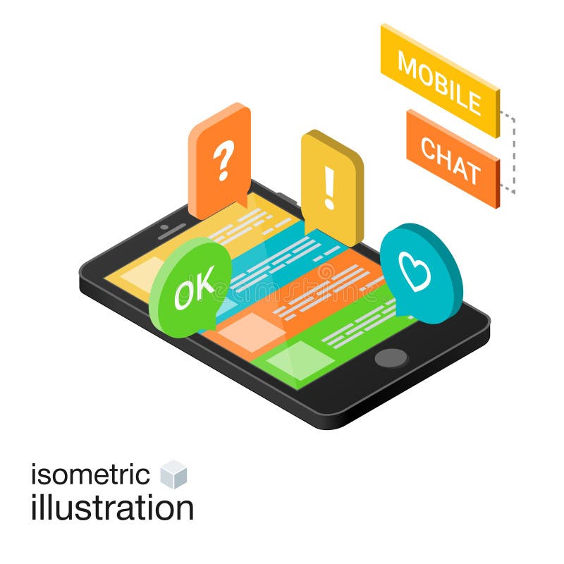 Mobile Chat Concept, Message Notifications. Vector Illustration Stock ...