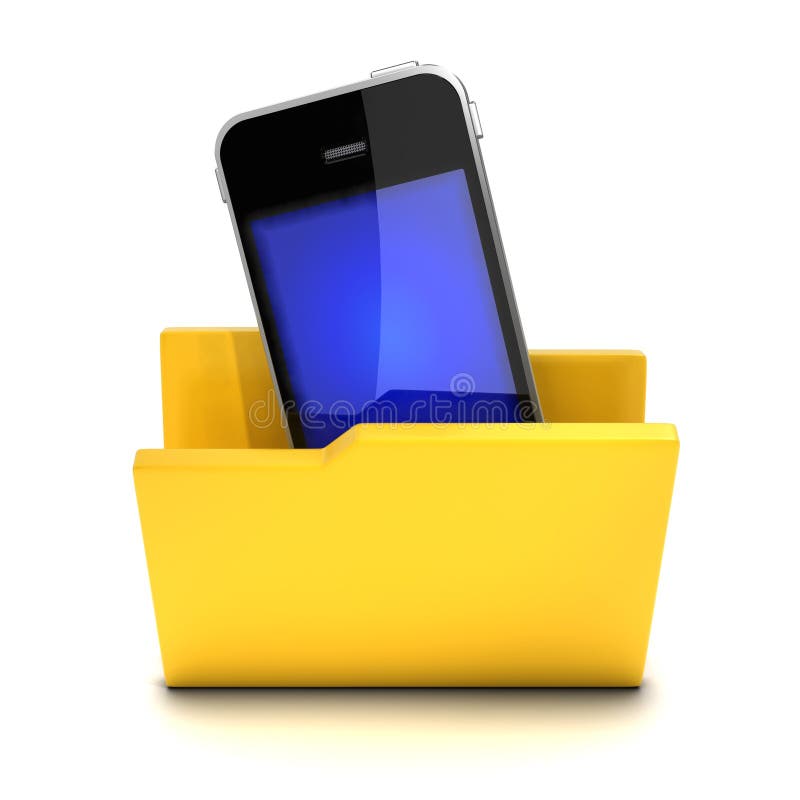 3d Smartphone in folder stock illustration. Illustration of icons ...