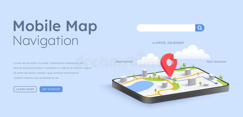3d Smartphone GPS Map Navigation Illustration Stock Vector ...