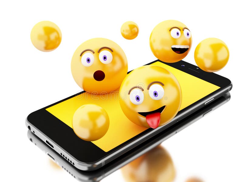 3d Smartphone Mit Emoji-Ikonen Stock Abbildung - Illustration von ...
