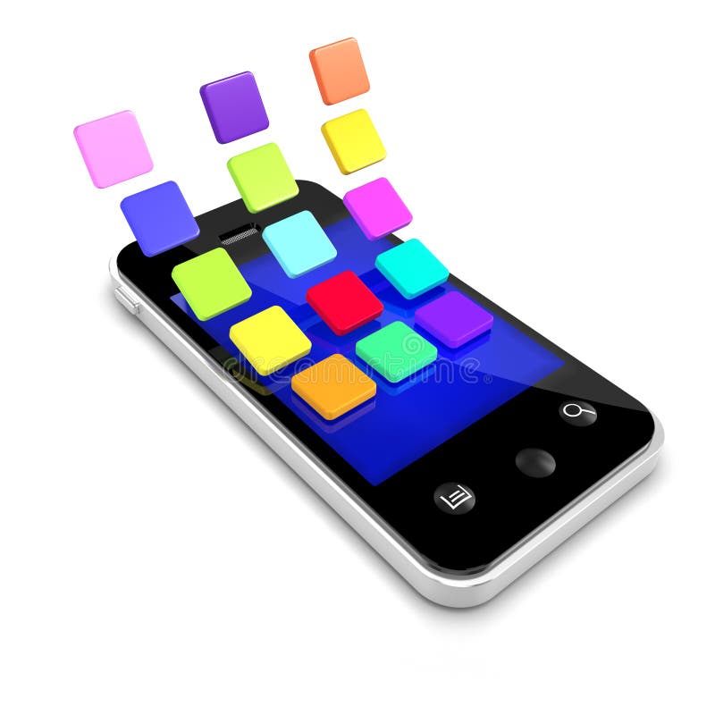 3d Multi Coloured Apps on Smartphone Stock Illustration - Illustration ...