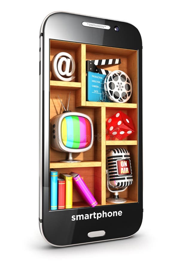 Smartphone for Multimedia Sharing Stock Illustration - Illustration of ...