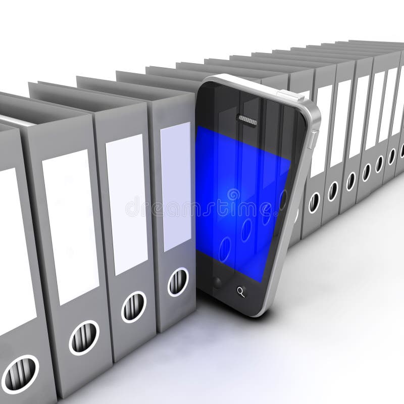 3d Smartphone Stands Out from Row of Folders Stock Illustration ...