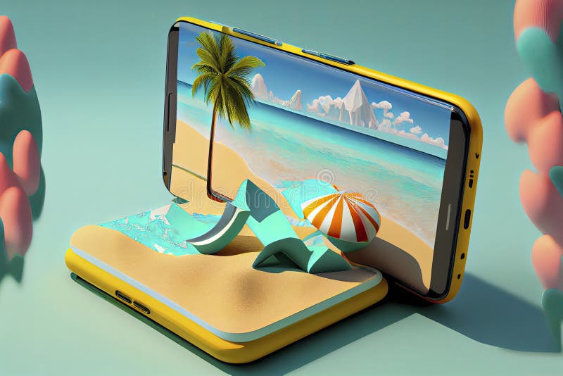 3d Smartphone. Summer and Vacation Concept Stock Illustration ...