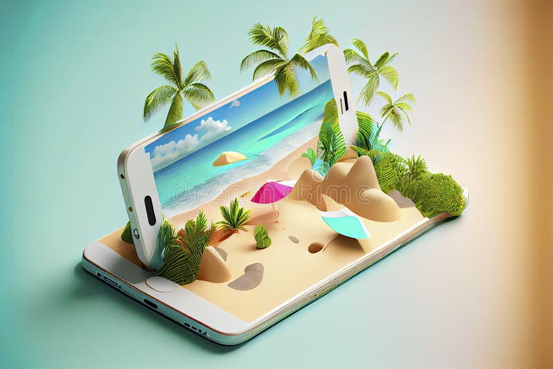 3d Smartphone. Summer and Vacation Concept Stock Illustration ...