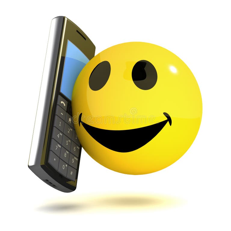 3d Smiley mobile stock illustration. Illustration of icon - 38945389