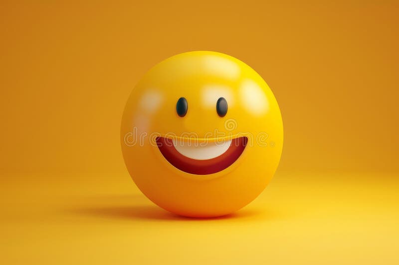 3D Smiling Emoji Face on Yellow Background Representing Joy and ...