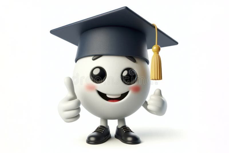 3d Smiling Graduation Cap Character on a White Background. Ai ...
