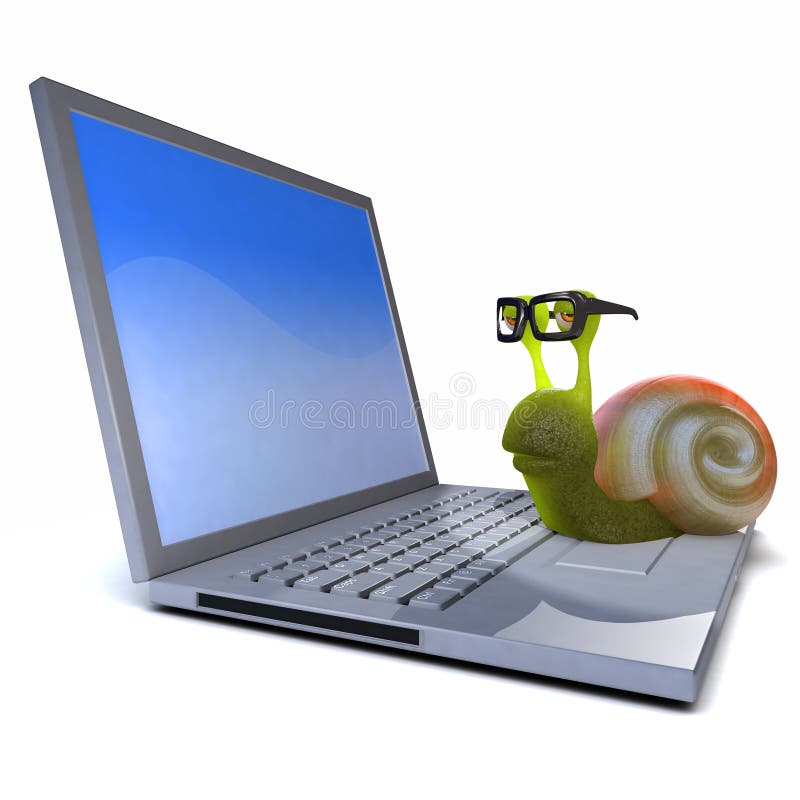 3d Snail Works On His Laptop Stock Illustration - Image: 42716851