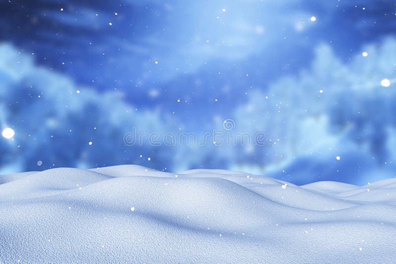 3D Snow on a Defocussed Winter Landscape Stock Illustration ...