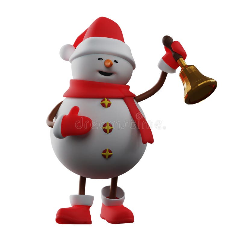 3D Snowman Design Picture Holding a Flag with a Happy Expression Stock ...