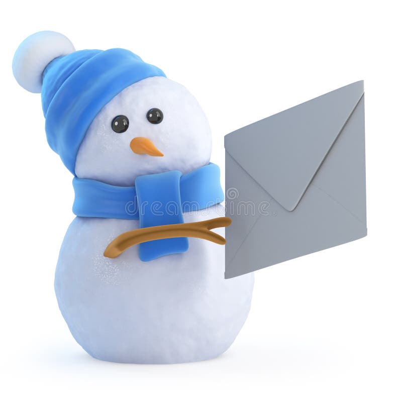 3d Snowman has mail stock illustration. Illustration of snowman - 43752905