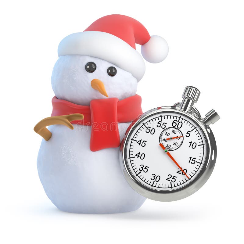 3d Snowman has a stopwatch stock illustration. Illustration of ...
