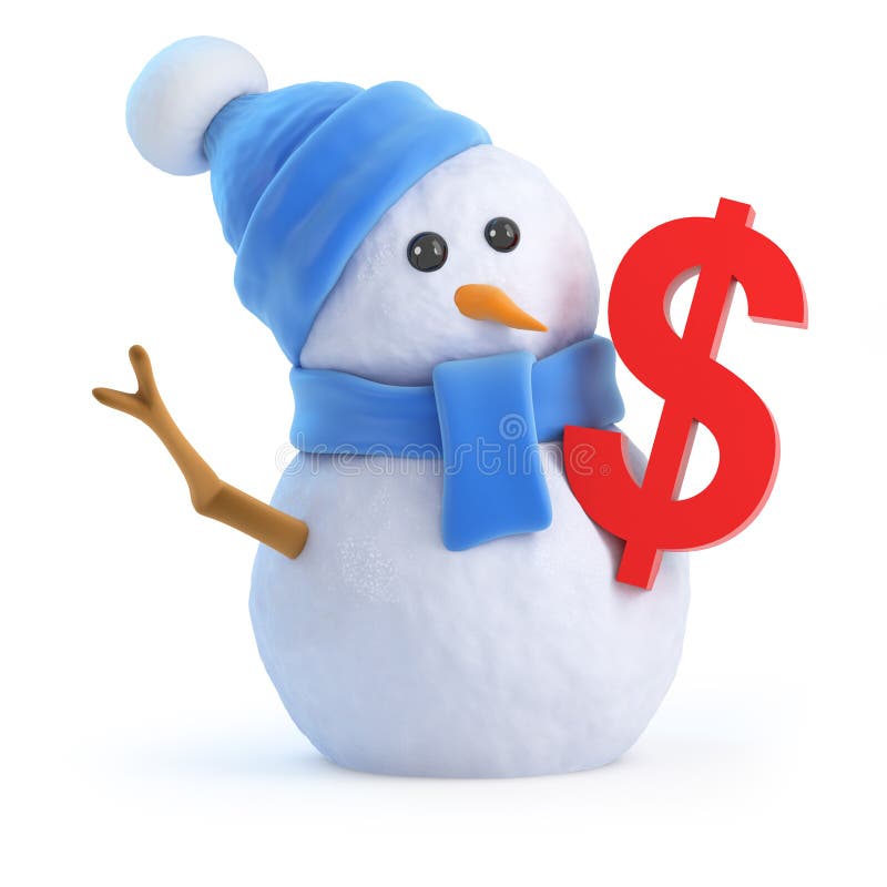 3d Snowman with a US Dollar Symbol Stock Illustration - Illustration of ...