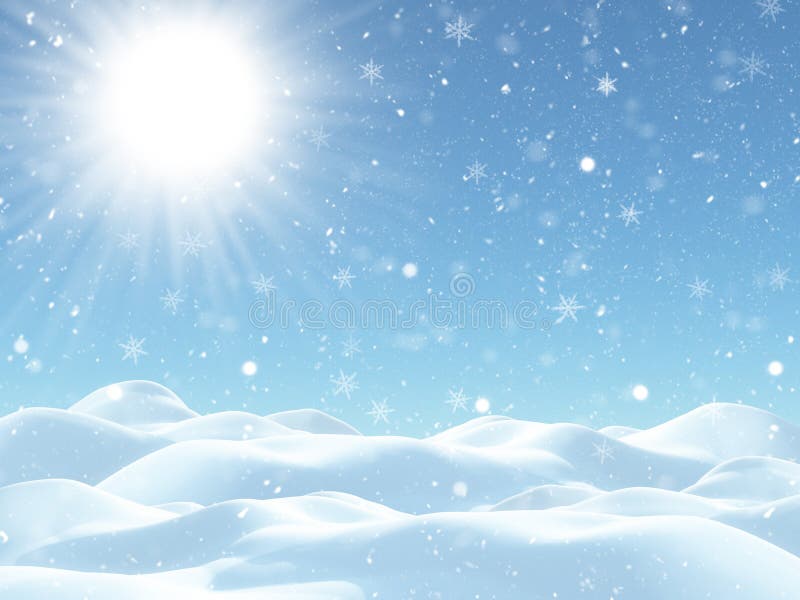 3D Snowy Christmas Winter Landscape Stock Illustration - Illustration ...