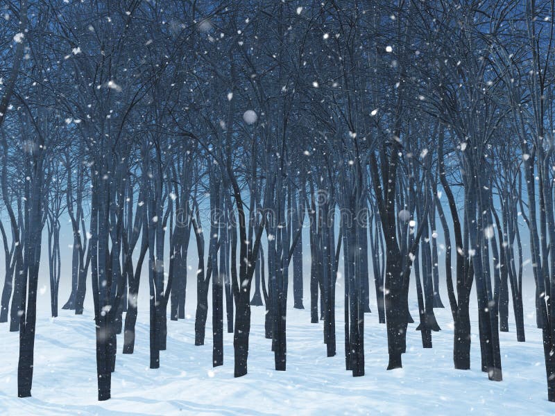 3D snowy forest landscape stock illustration. Illustration of xmas ...