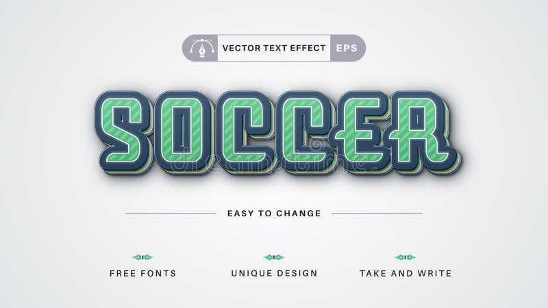 3D Soccer - Editable Text Effect, Font Style Stock Vector ...